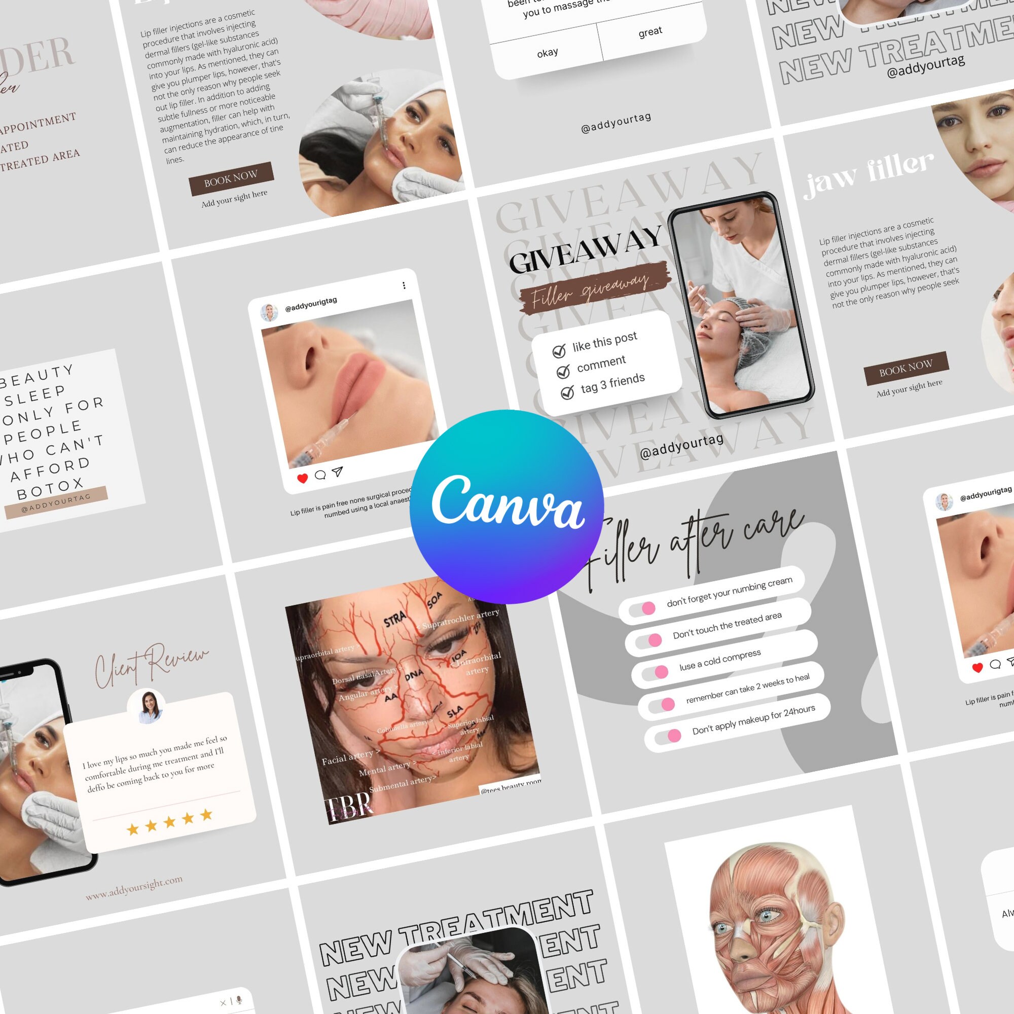 30 Botox and Filler Instagram Template, Canva Template, Editable Ig ...