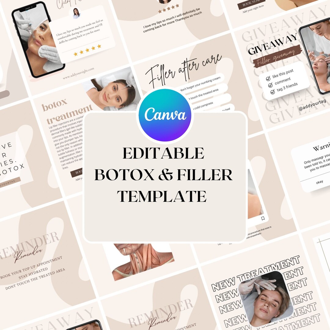 30 Botox & Filler Instagram Posts, Editable Template, Ig Feed, Botox ...