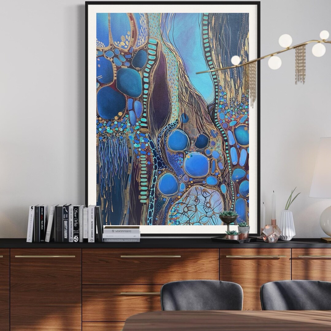 Abstract Wall Art Blue Abstract Wall Art Living Room Wall Decor Blue ...