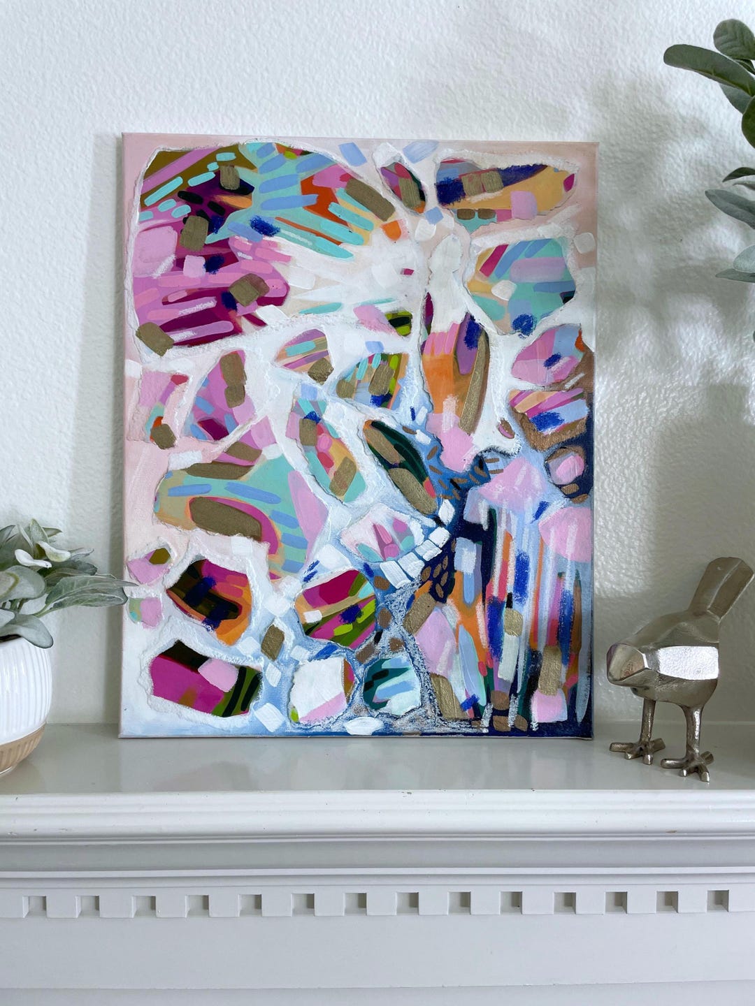 Original Collage Artwork, Colorful Mixed Media, Unique Home Decor ...