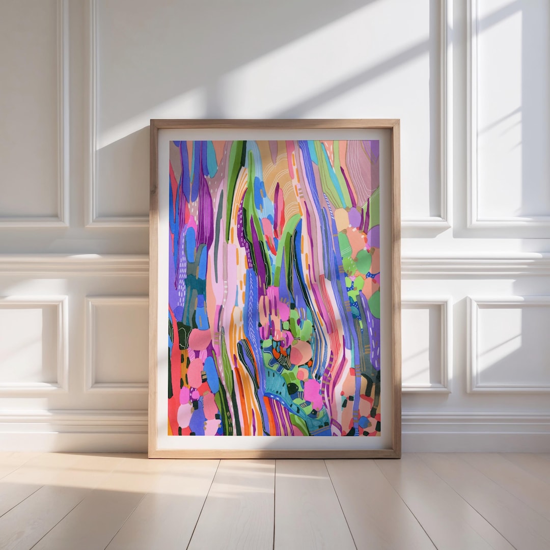 Bright Colorful Abstract Art Print Modern Wall Art Vibrant Boho Decor ...