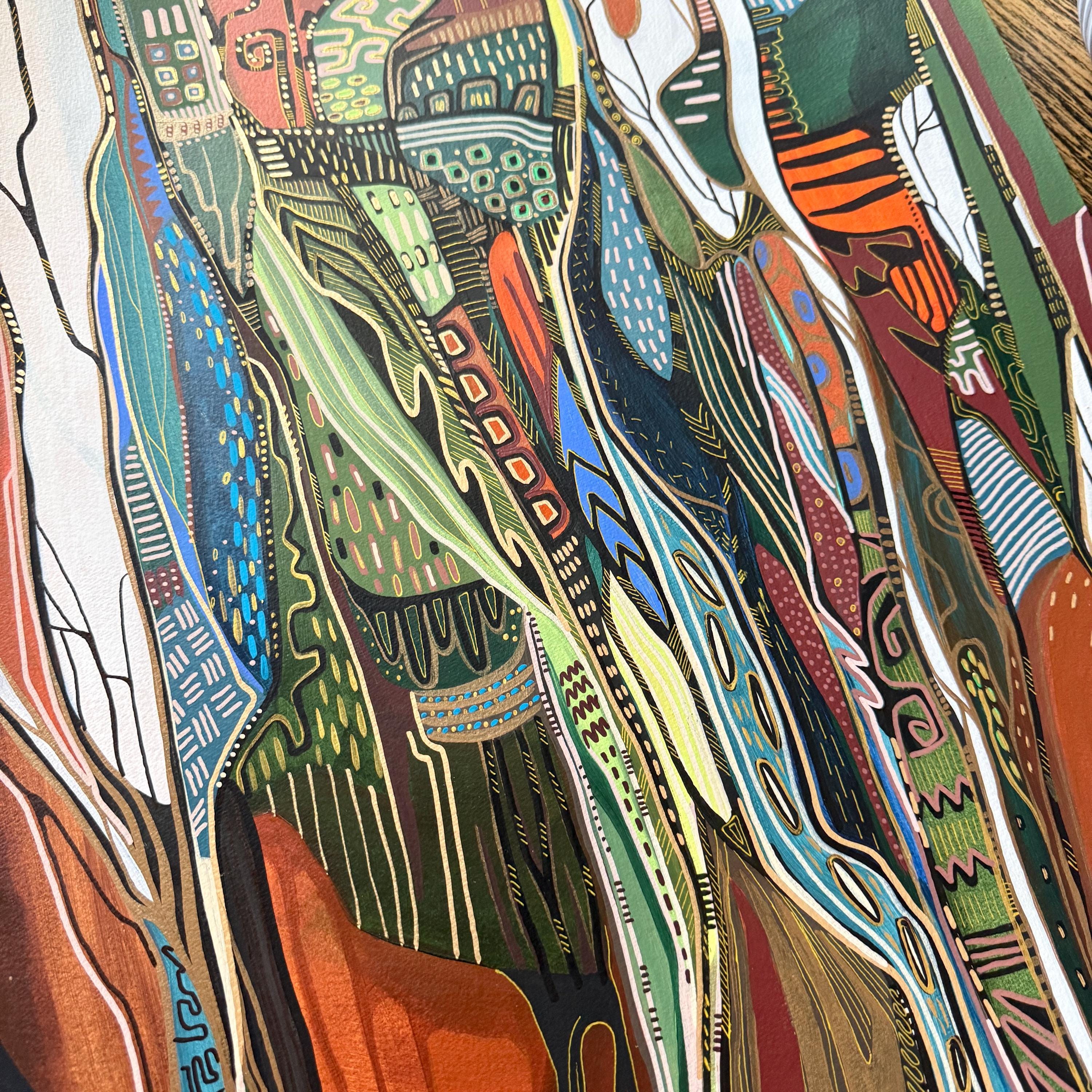 Original Abstract Acylic Painting on Paper, Hand Painted Artwork, Green ...