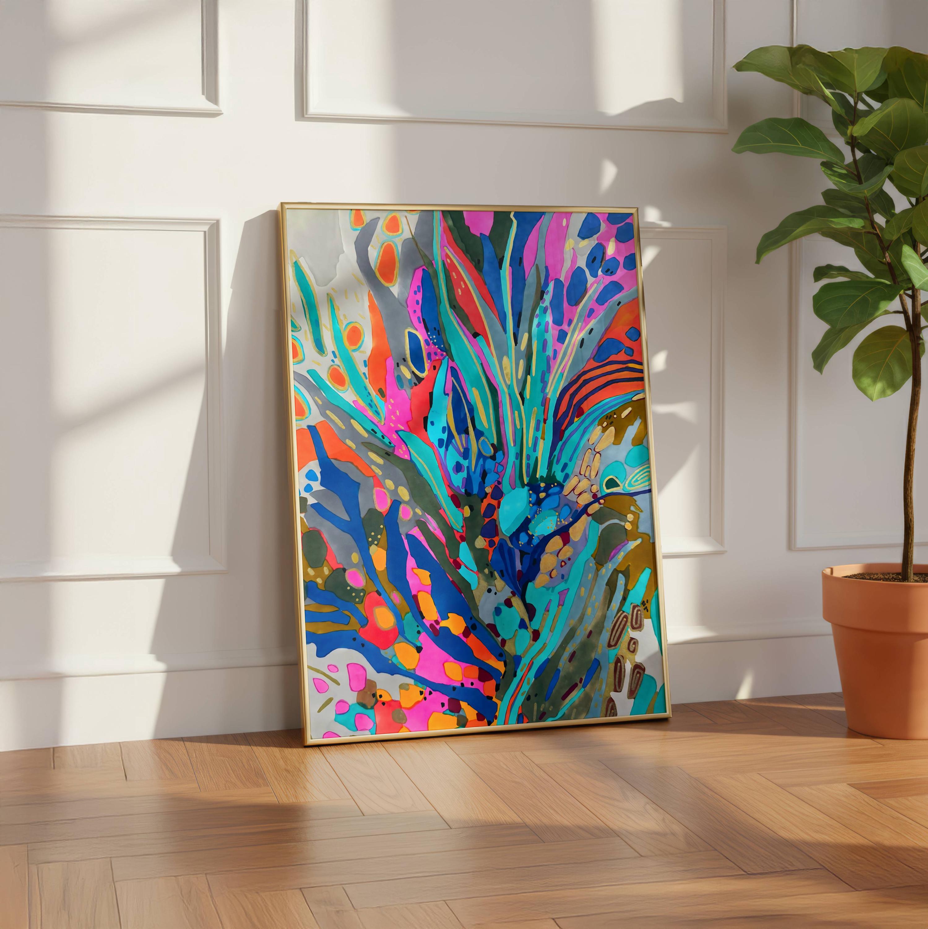 Abstract Floral Art Print: Colorful Modern Wall Decor - Etsy