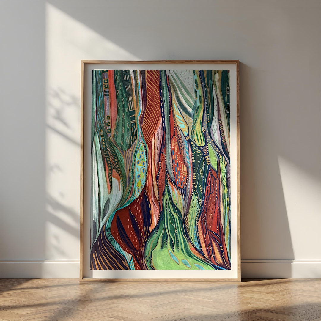 Green Abstract Art Print - Modern Forest Wall Art Decor, Nature ...
