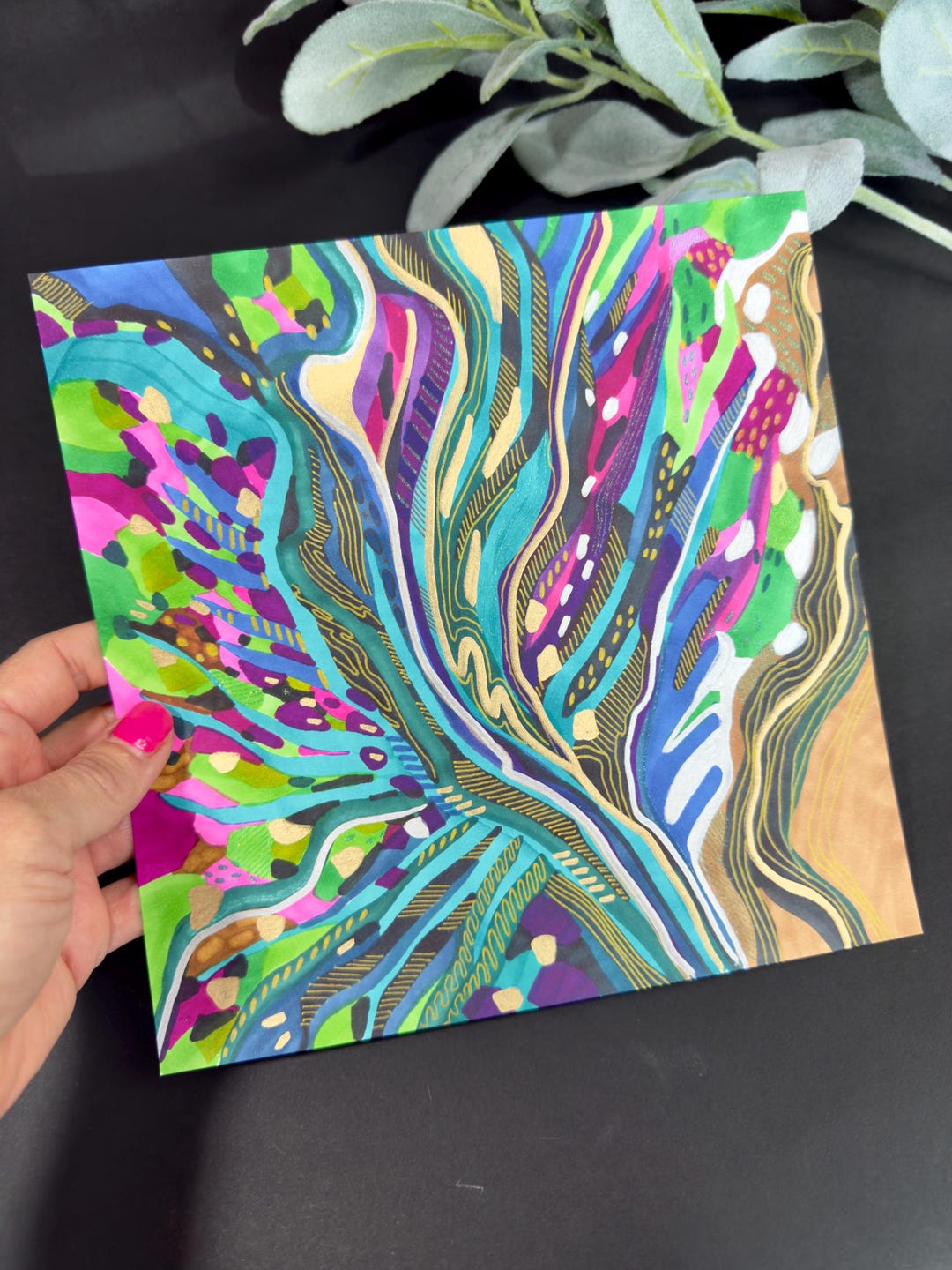 Original Abstract Marker Drawing, Colorful Modern Wall Art, 8x8 - Etsy