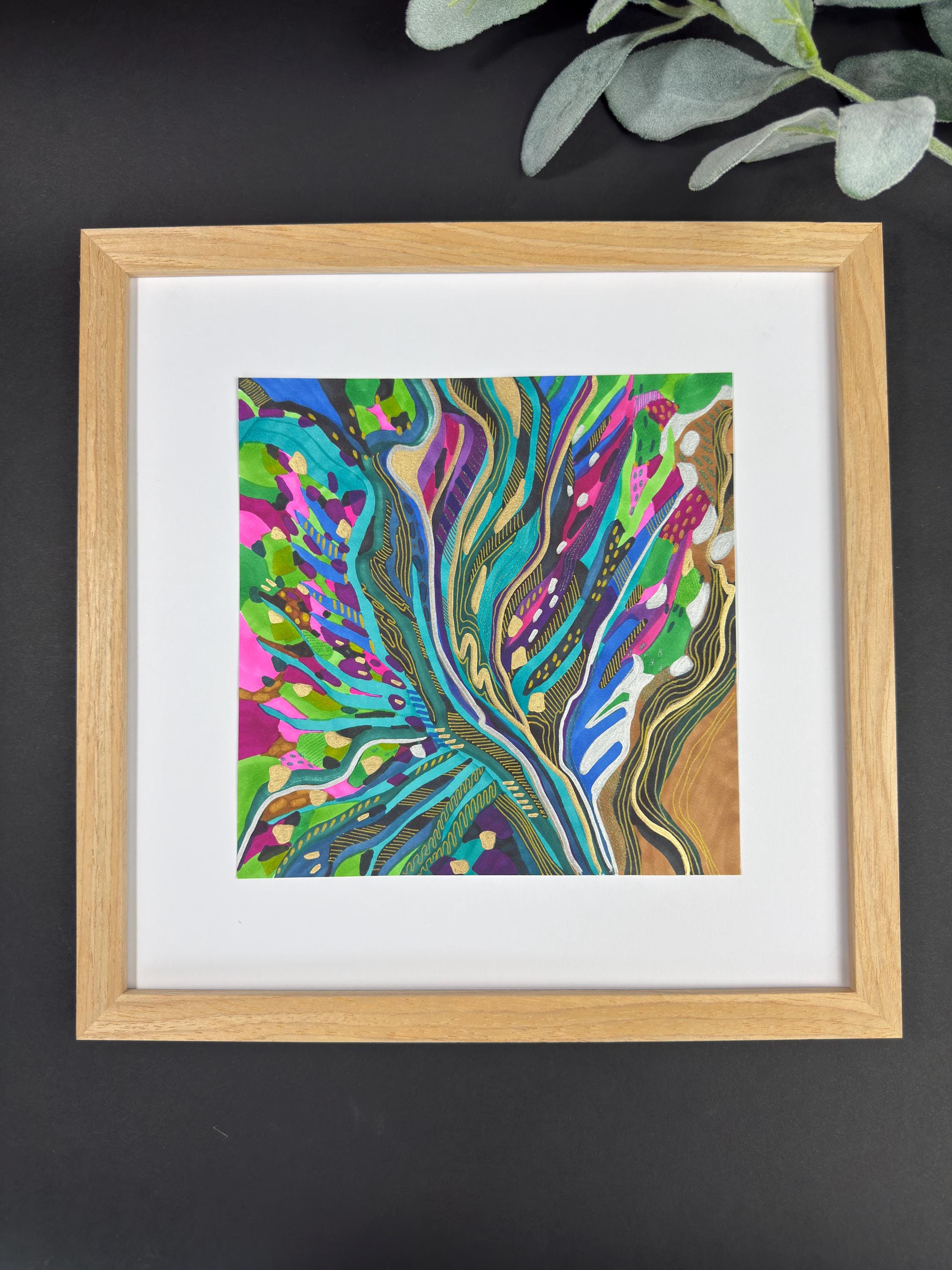 Original Abstract Marker Drawing, Colorful Modern Wall Art, 8x8 - Etsy