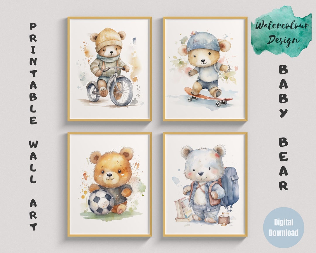 Printable Baby Bear Poster Set Nursery Instant Download Baby Room ...