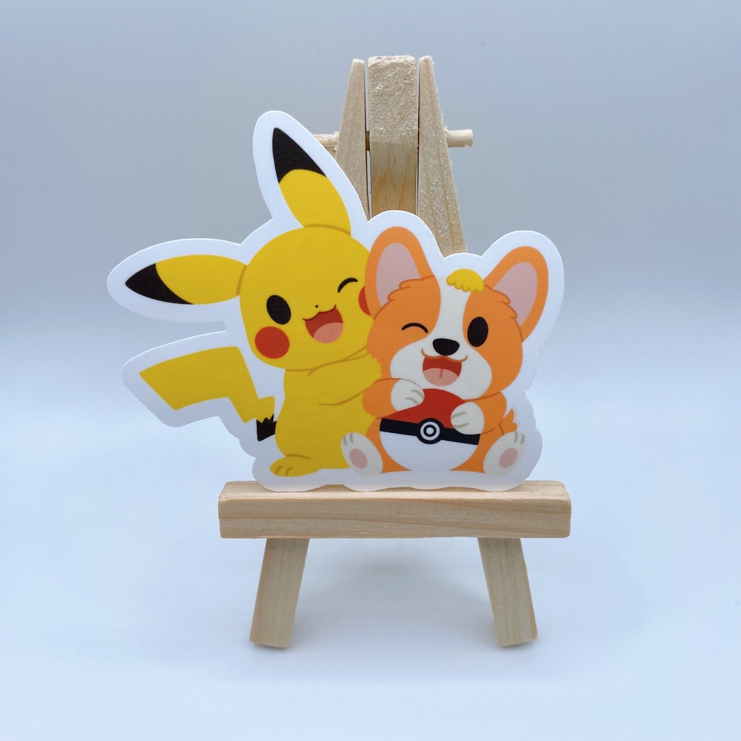 Corgi and Pikachu Vinyl Sticker, Cute Corgi Vinyl Sticker, Cute Pikachu ...