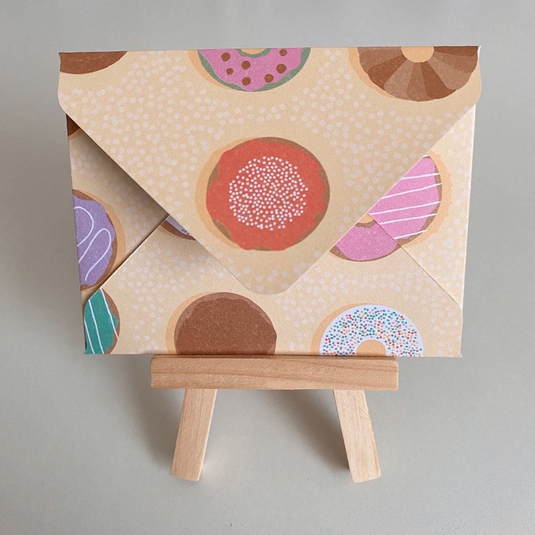 Donut Patterned Small Envelopes, Handmade Small Envelopes, Gift Card ...