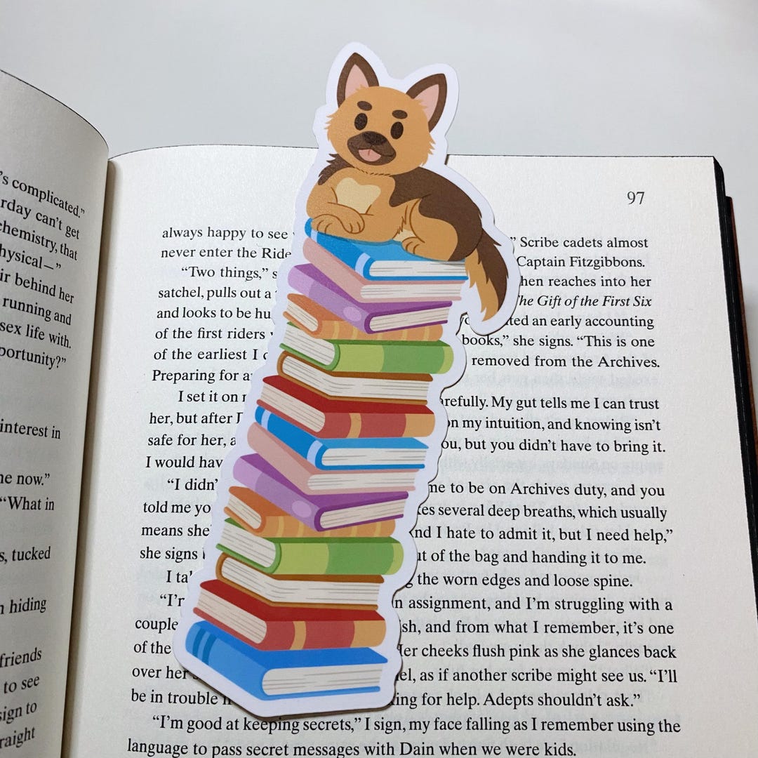 German Shepherd Bookmark, Bookstack Bookmark, Dog Bookmark, Bookmark ...
