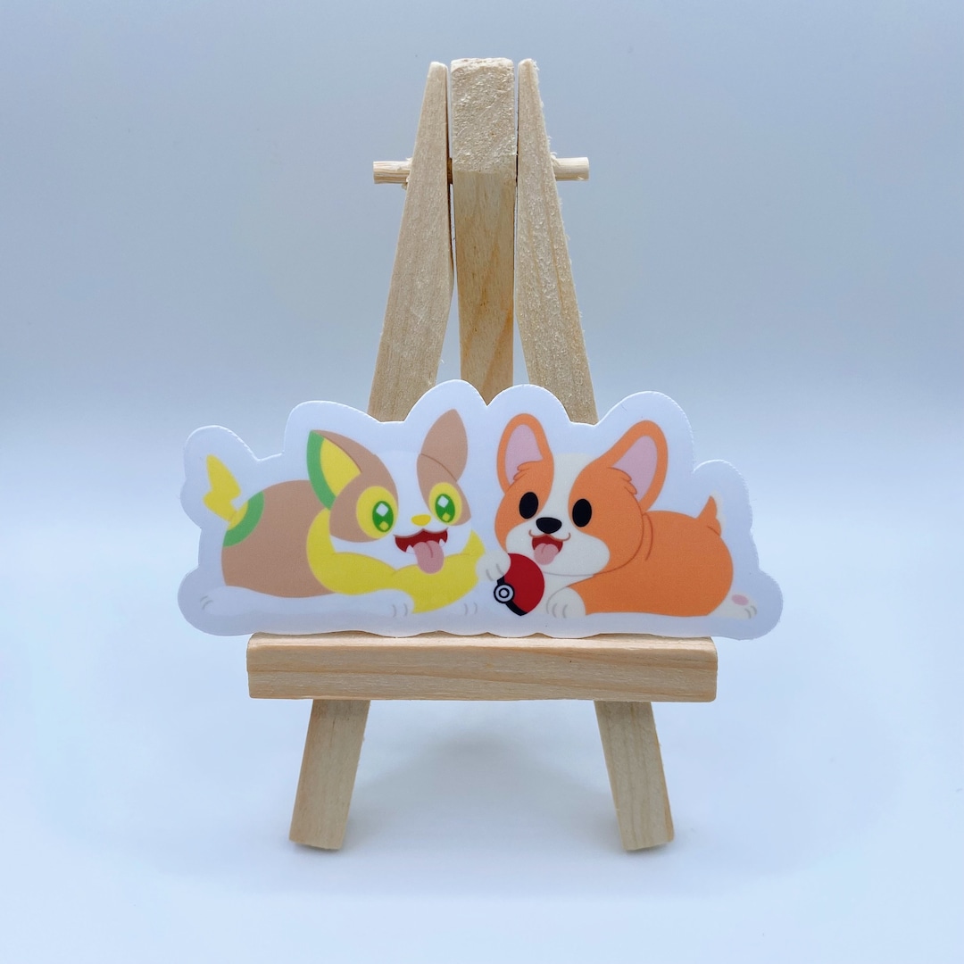 Corgi and Pokemon Yamper Vinyl Sticker, Corgi Sticker, Dog Sticker ...