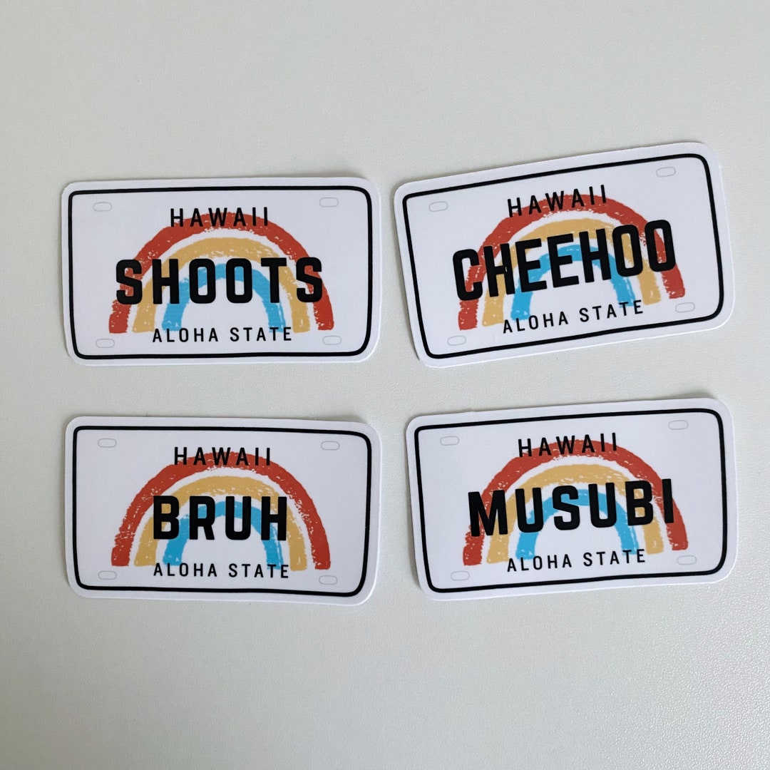 Hawaii License Plate Sticker Set, Cute Custom Hawaii License Plate ...