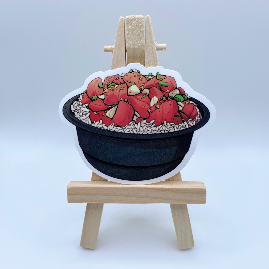 Hawaii Poke Bowl Vinyl Sticker, Hawaii Inspired Sticker, Food Sticker ...