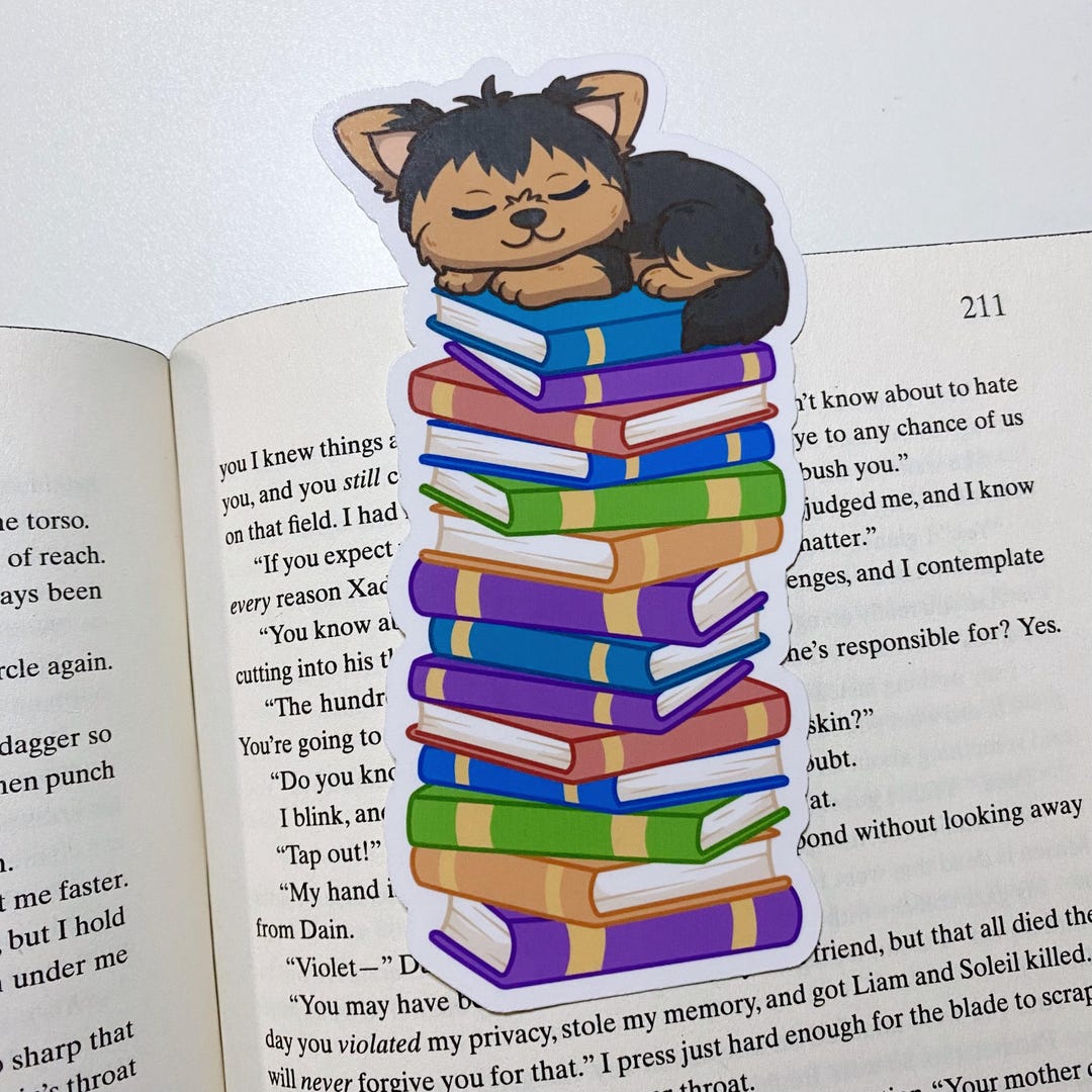 Yorkie Bookmark, Bookstack Bookmark, Dog Bookmark, Bookmark for Animal ...