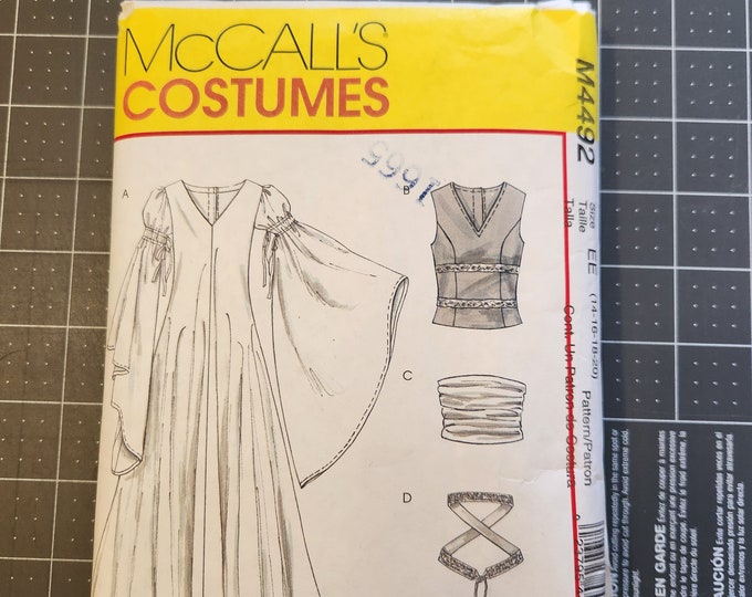 Mccalls Pattern 4492 Medieval Renaissance Dress Costume Sz 14 16 18 20 ...