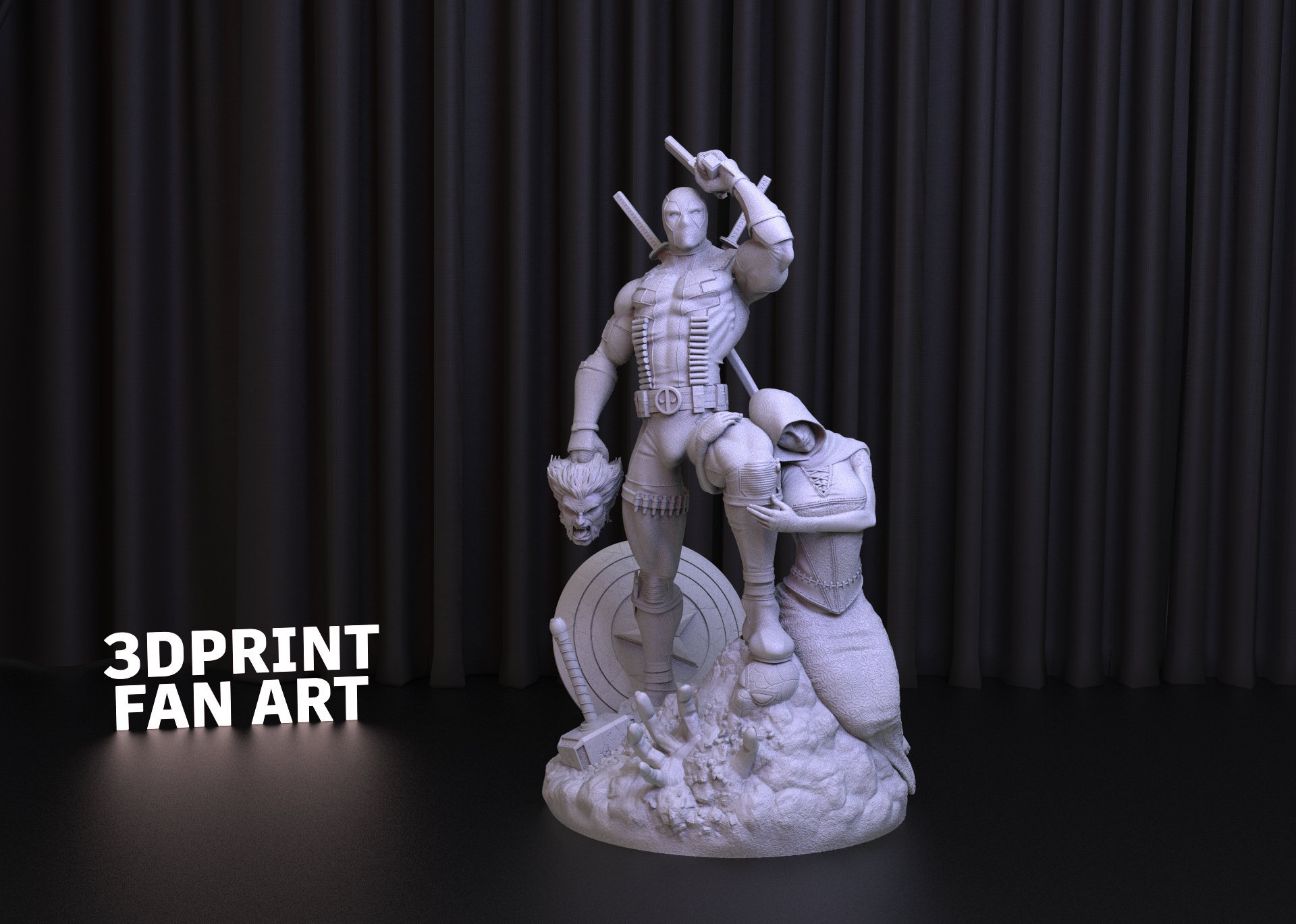 Deadpool Vs Heroes Stl File for 3D Printer Design Marvel - Etsy