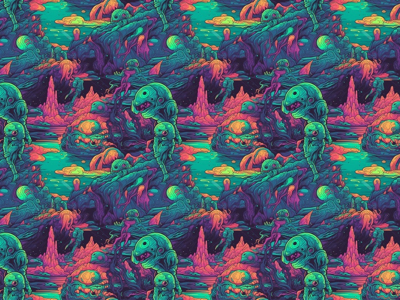 Alien Miners V01 Seamless Digital Pattern Instant Download Printable ...
