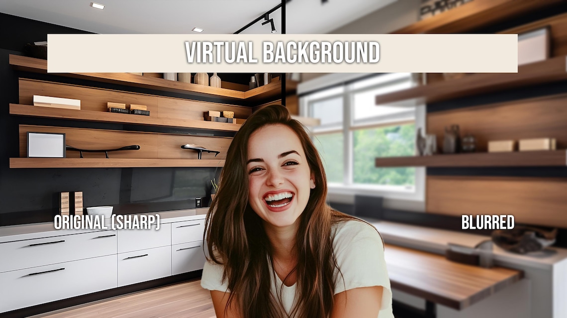 Virtual Background Modern Wood Cabin Office V3 - Etsy