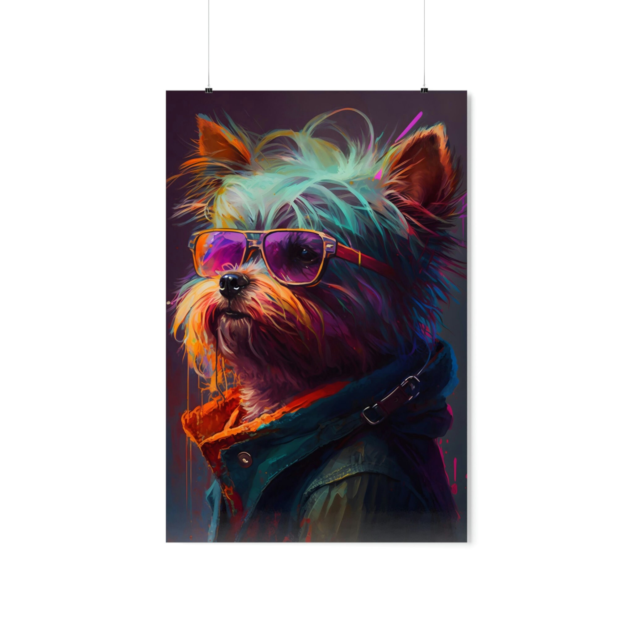 Yorkie Dog Painting Poster, Dog Wall Art Posters, Hipster Dog - Etsy