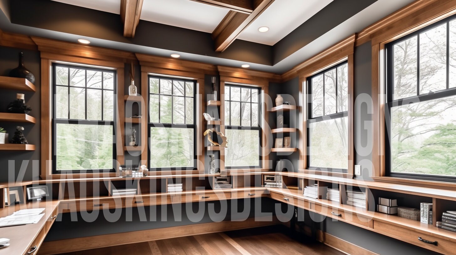 Virtual Background Modern Wood Cabin Office V1 - Etsy