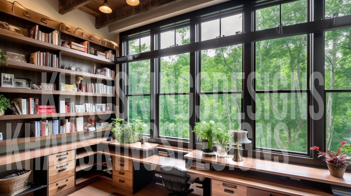 Virtual Background Modern Wood Cabin Office V2 - Etsy