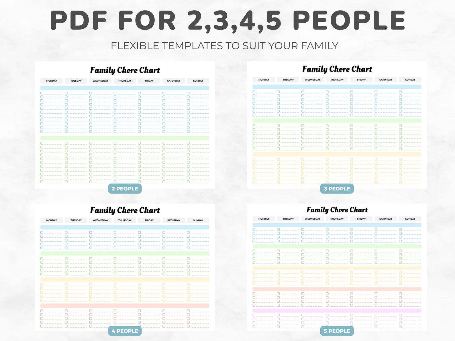 Editable Family Chore Chart, Printable Family Planner, Weekly Kids ...