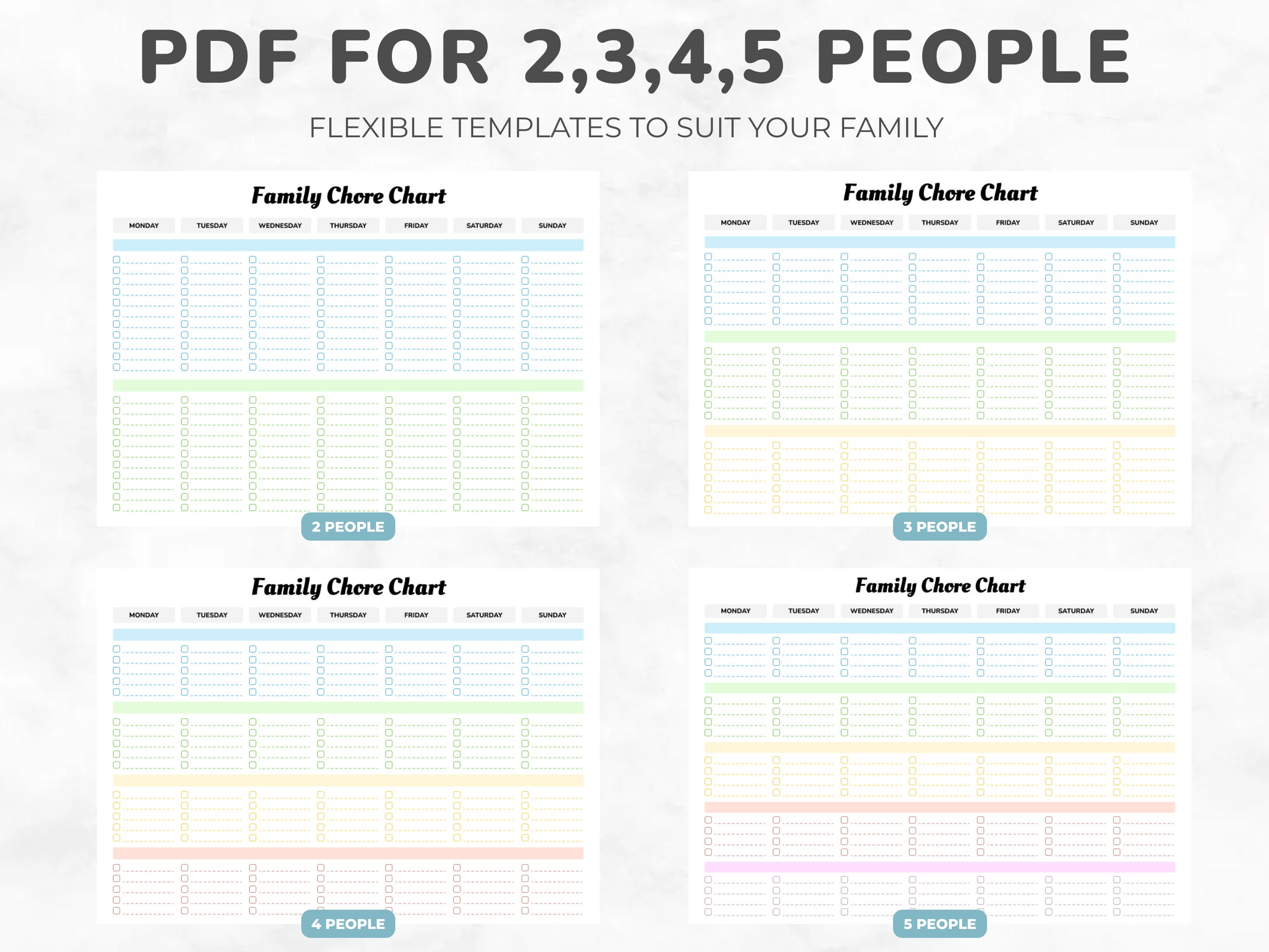Editable Family Chore Chart, Printable Family Planner, Weekly Kids ...