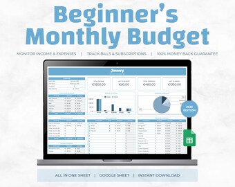 Monthly Budget Spreadsheet Google Sheet Digital Budget Planner ...