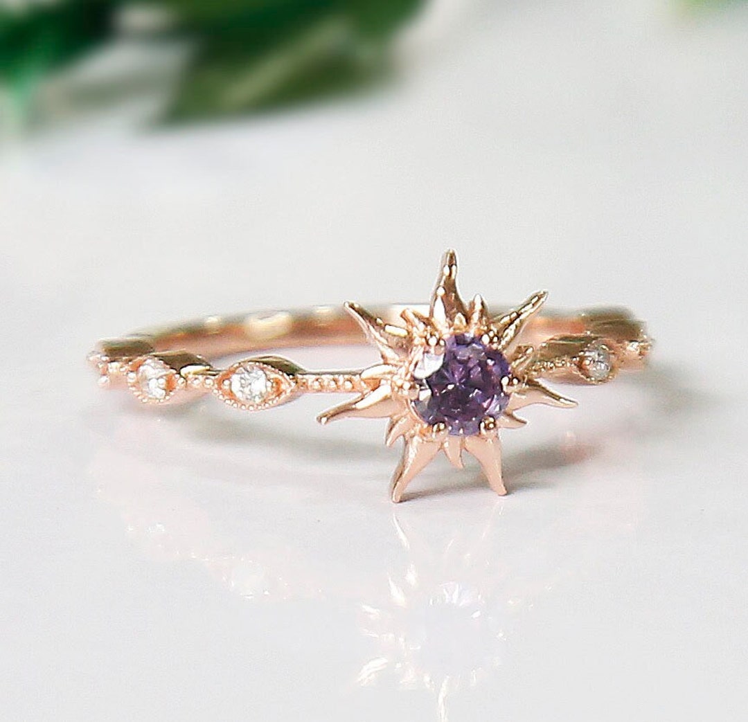 Rapunzel Wedding Ring Rose Gold Finish Ring Magic Sunflower - Etsy