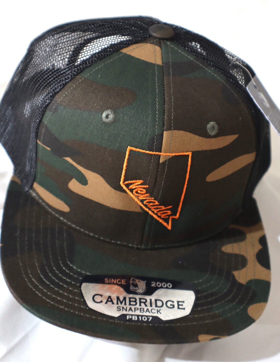 Nevada Camo Embroidered Snapback Hat, Orange Thread - Etsy