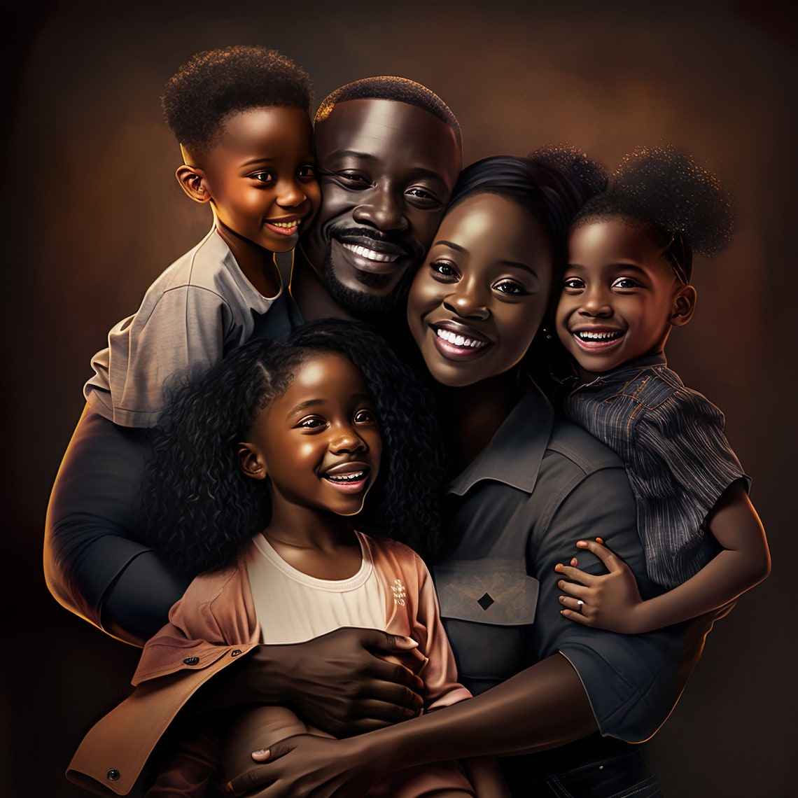 Happy Black Family Portrait - Etsy