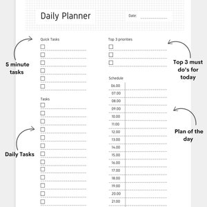 Daily Productivity Planner, Printable Instant Download, A4, A5 & Letter ...