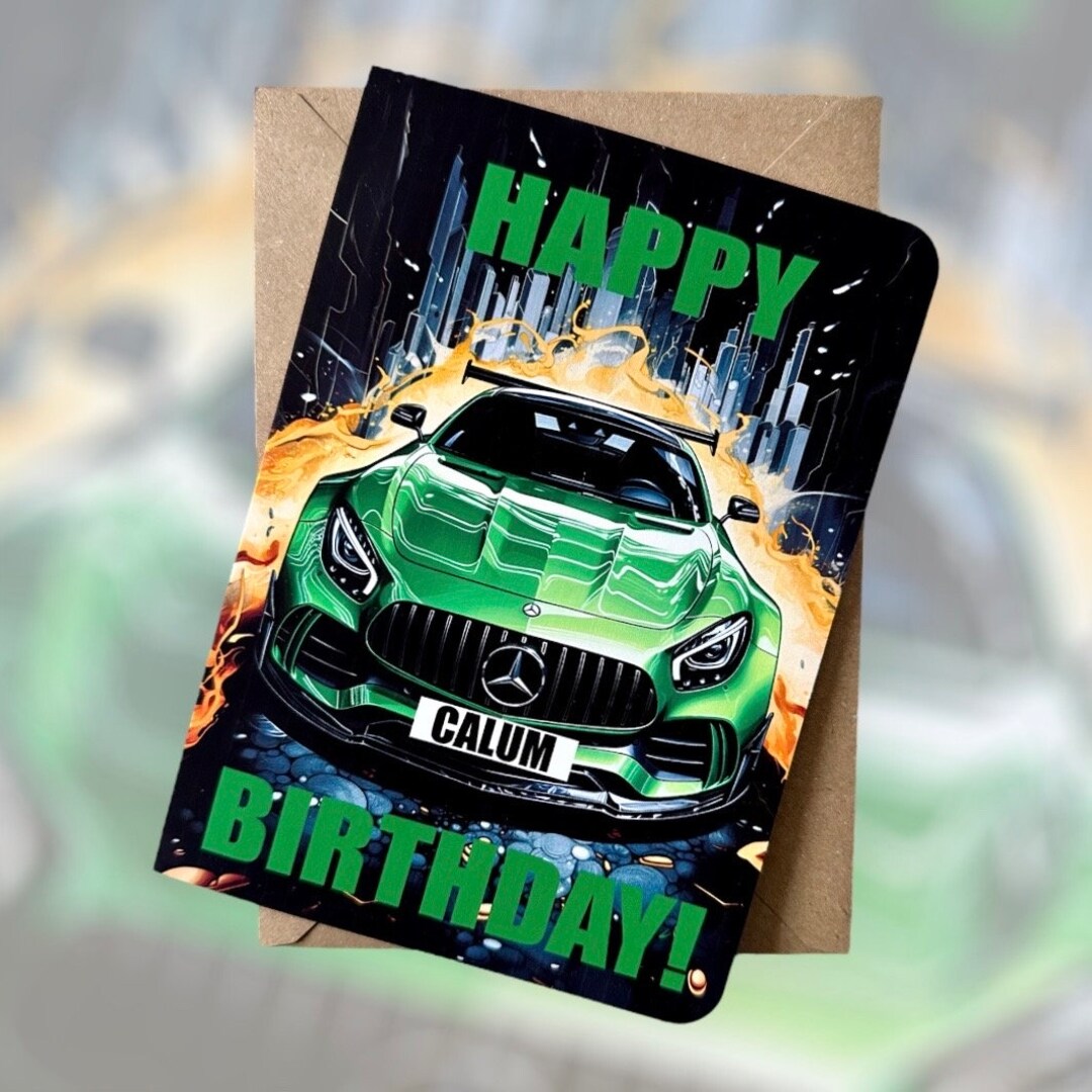 Personalised Mercedes-benz AMG GTR Birthday Card Personalised Number ...