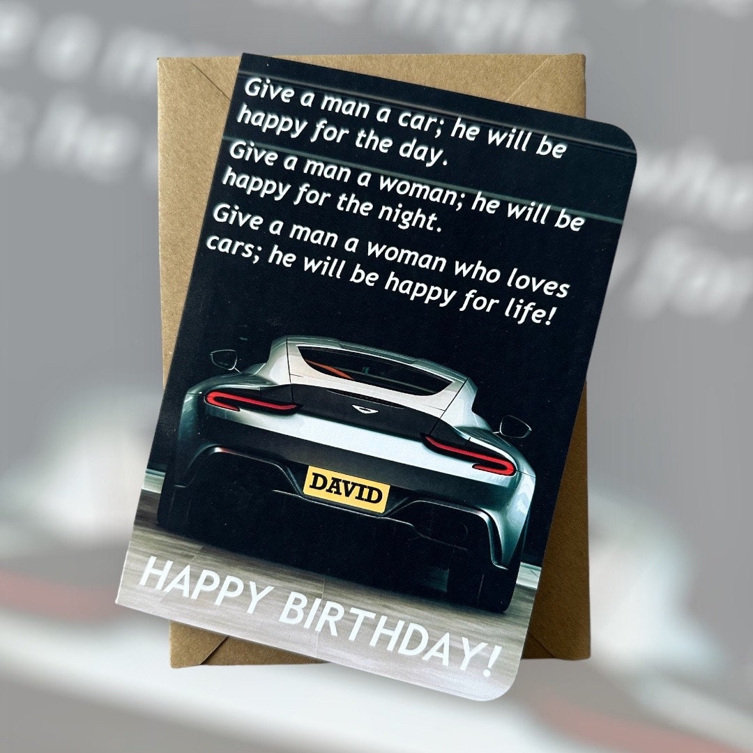 Personalised Registration Aston Martin Birthday Card Aston Martin ...
