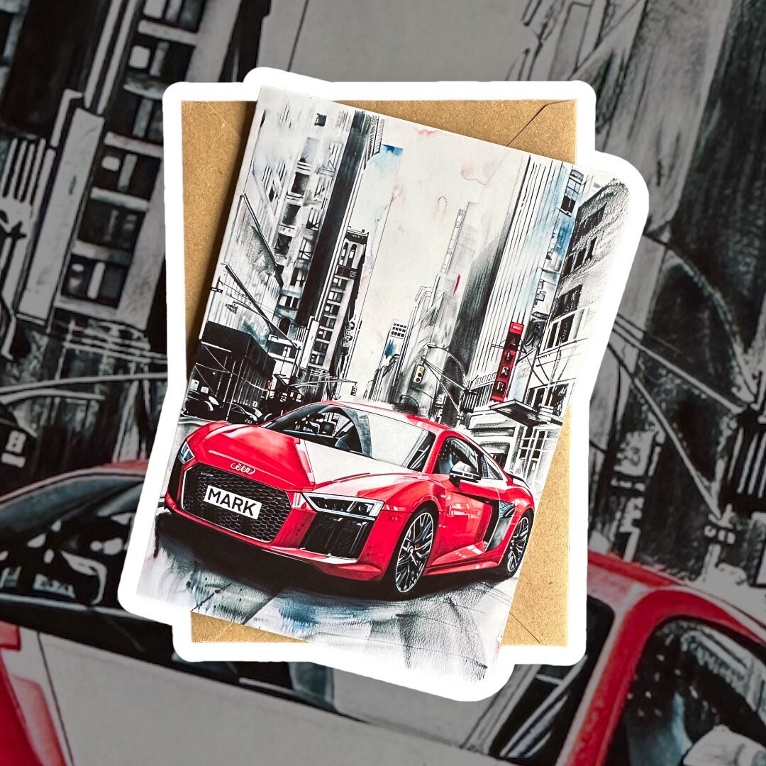 Personalised Audi R8 V10 Birthday Card Audi Birthday Card R8 Birthday ...