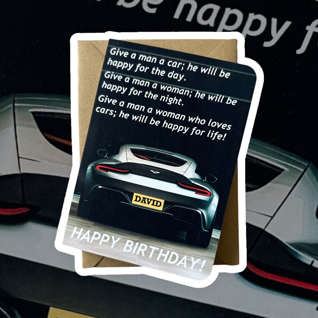Personalised Registration Aston Martin Birthday Card Aston Martin ...