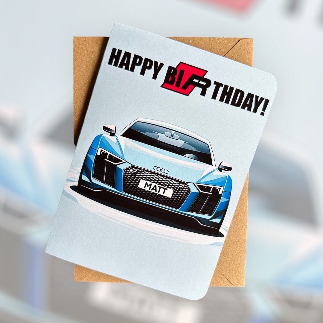 Audi R8 Personalised Registration Plate Birthday Card R8 Customised ...