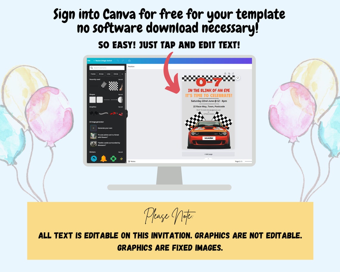 Car Themed Birthday Invitation Muscle Car Birthday Invite Dodge ...