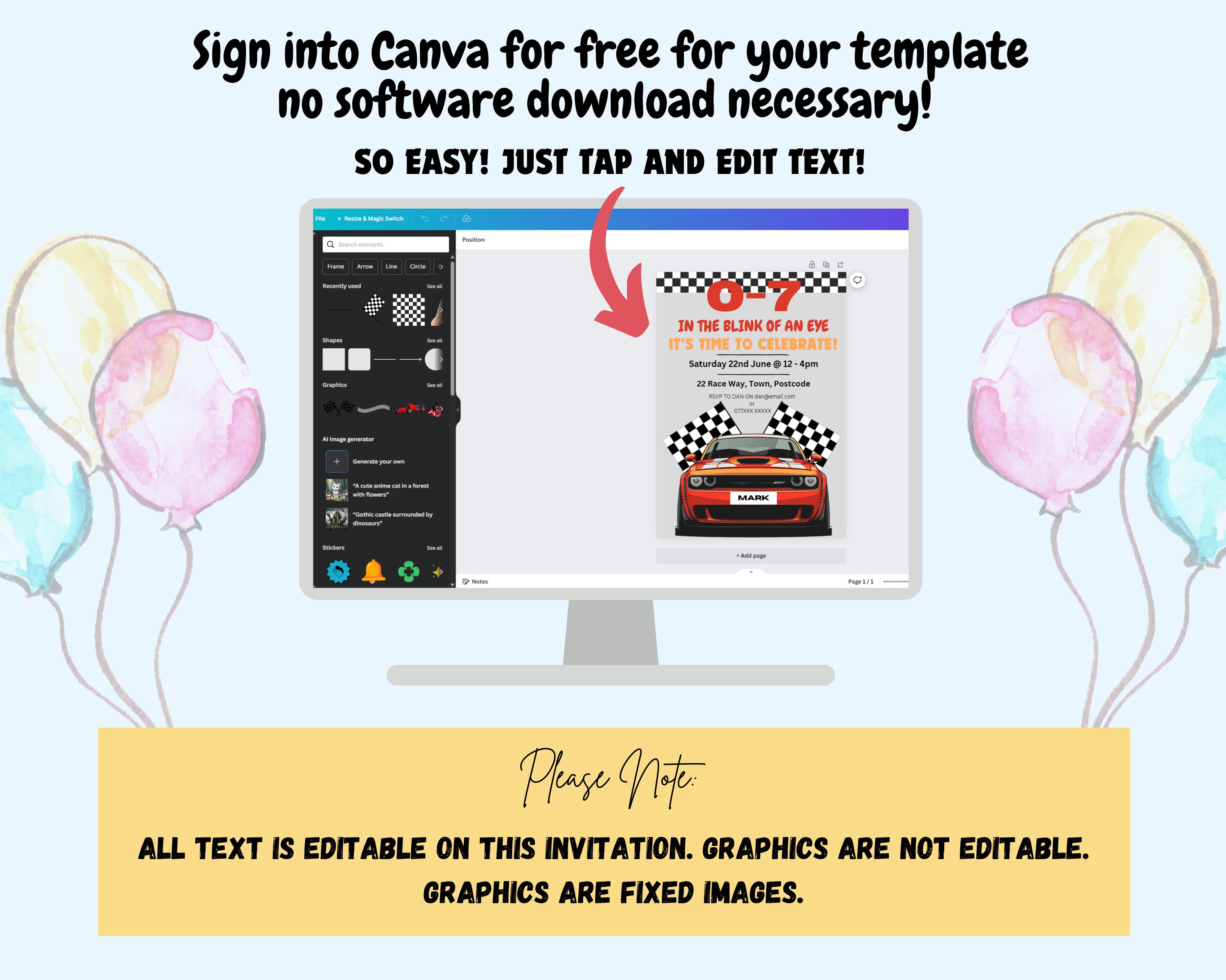 Car Themed Birthday Invitation Muscle Car Birthday Invite Dodge ...