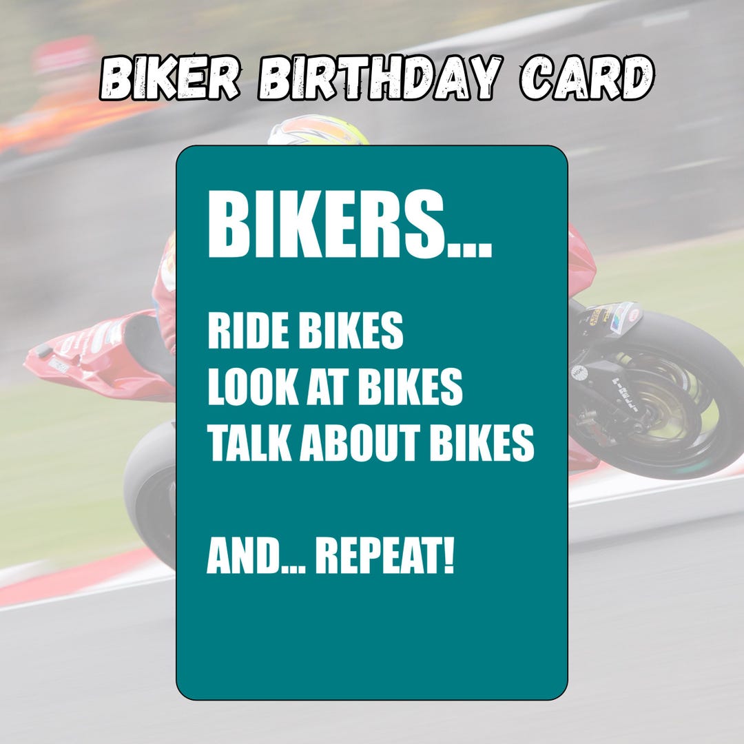 Funny Motorcycle Birthday Card Funny Birthday Card Biker Birthday Card ...