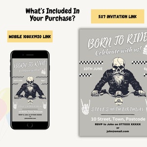 Biker Themed Birthday Invitation Motorbike Birthday Invite Motorcycle ...