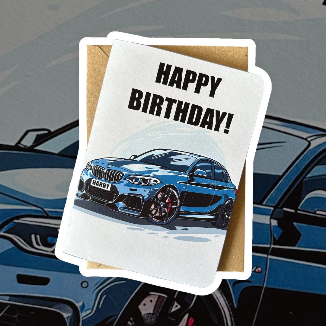Personalised Registration Plate BMW Birthday Card Customised BMW ...