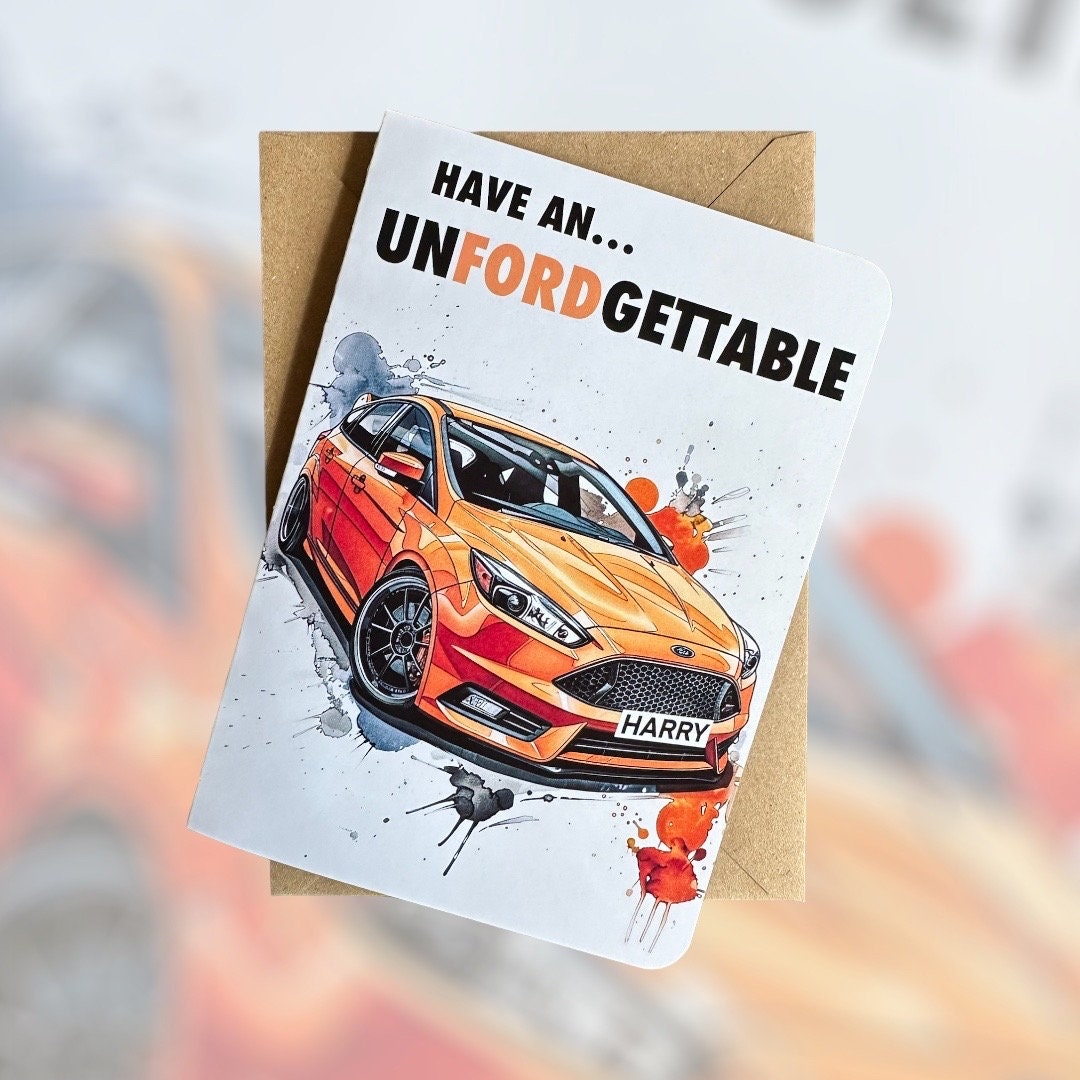 Personalised Registration Ford Focus ST Birthday Card Car Birthday Card ...