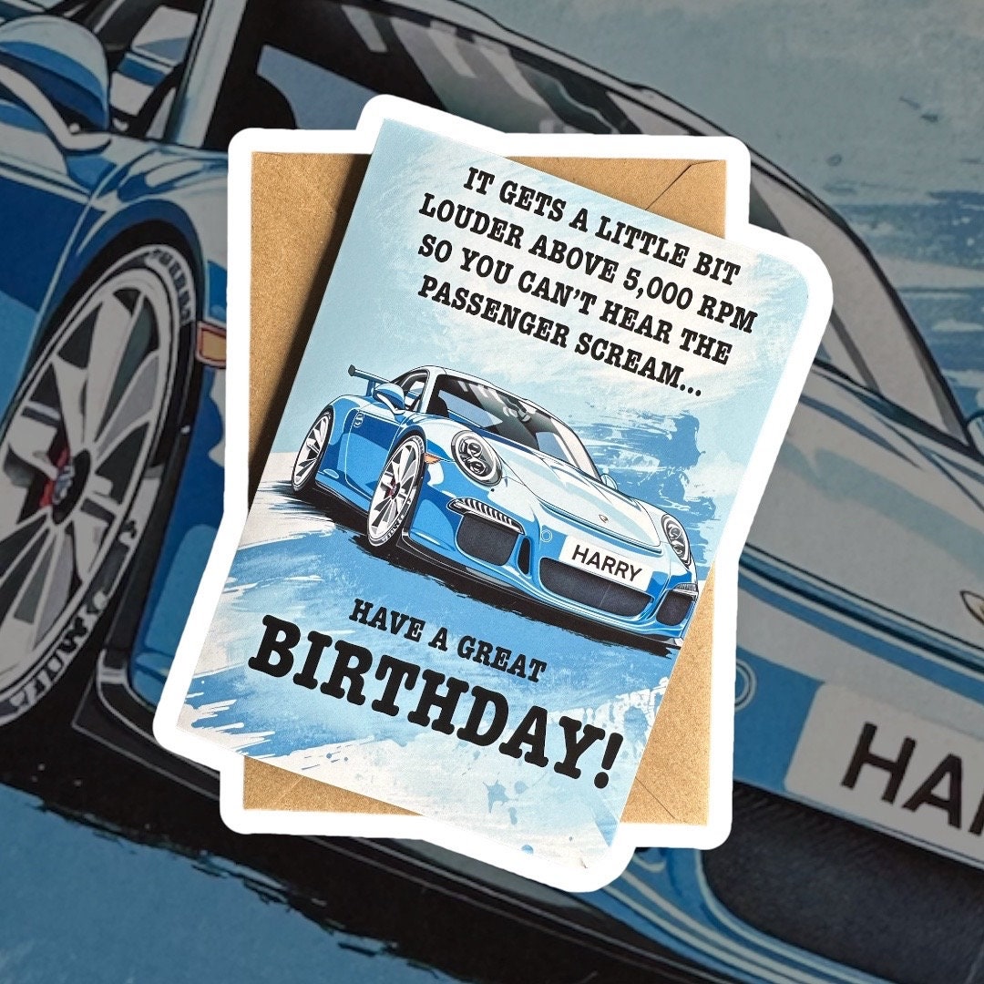 Porsche 911 GT3 RS Personalised Registration Birthday Card for Him ...