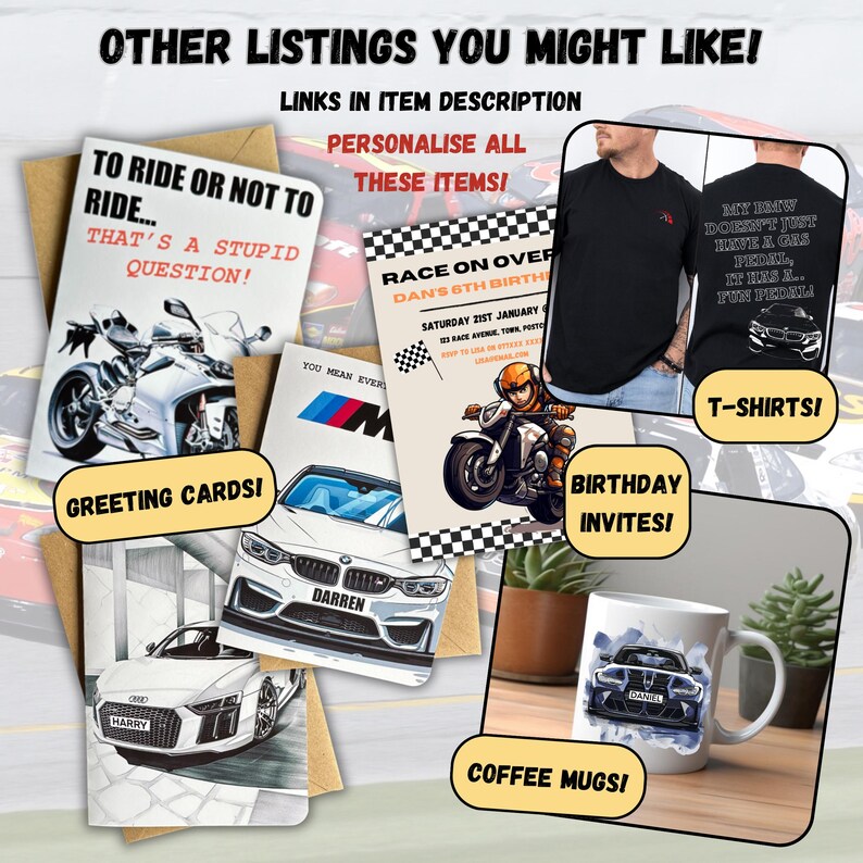 Personalised Sports Car Birthday Card Car Lover Birthday Card Funny ...