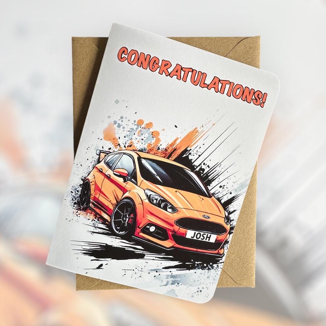 Personalized Sports Car Congratulations Card Fiesta ST Birthday Card ...