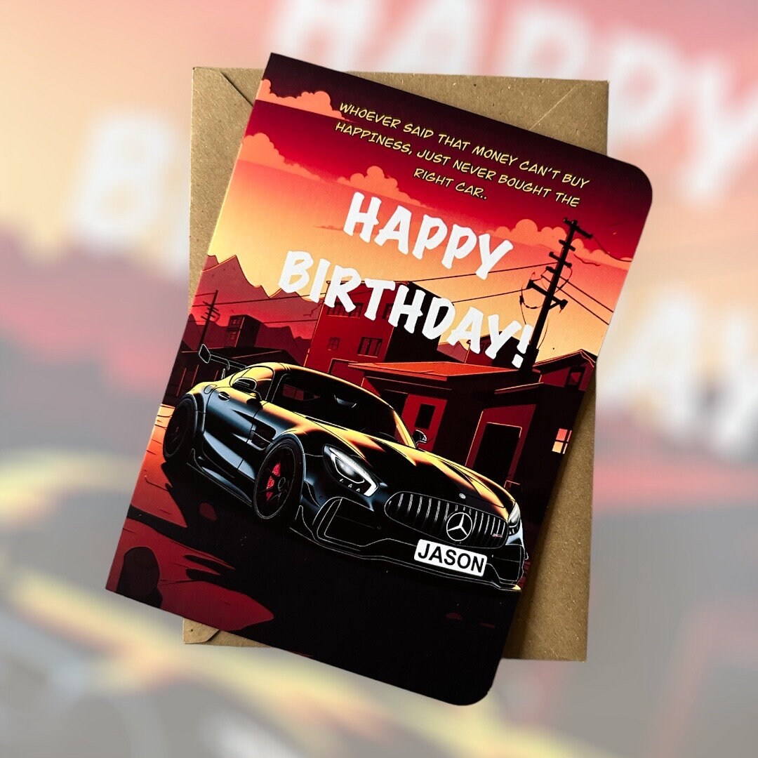 Personalised Registration Plate Mercedes-benz AMG GTR Birthday Card ...