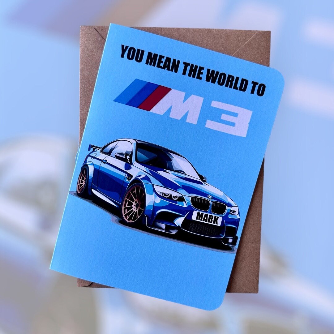 E92 BMW M3 Personalised Registration Plate Birthday Card Customise ...