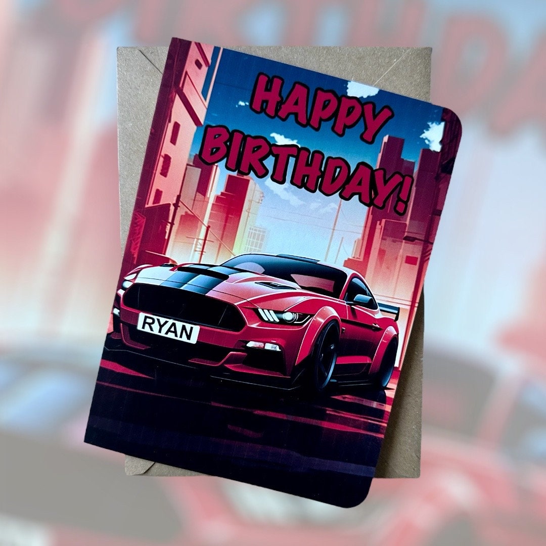Personalised Ford Mustang Birthday Card, Ford Mustang Birthday Card ...