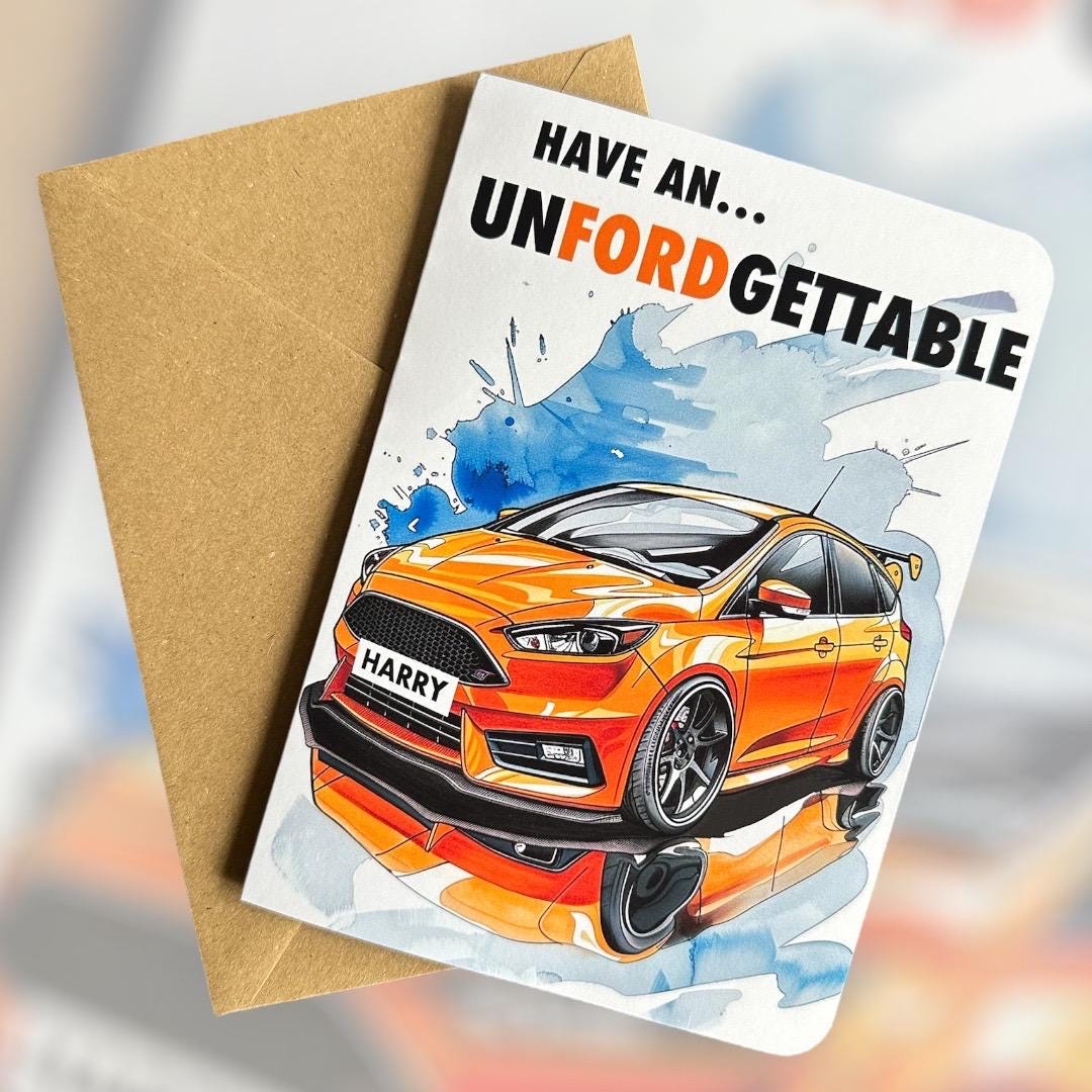Personalised Ford Focus ST Birthday Card Car Enthusiast Birthday Card ...